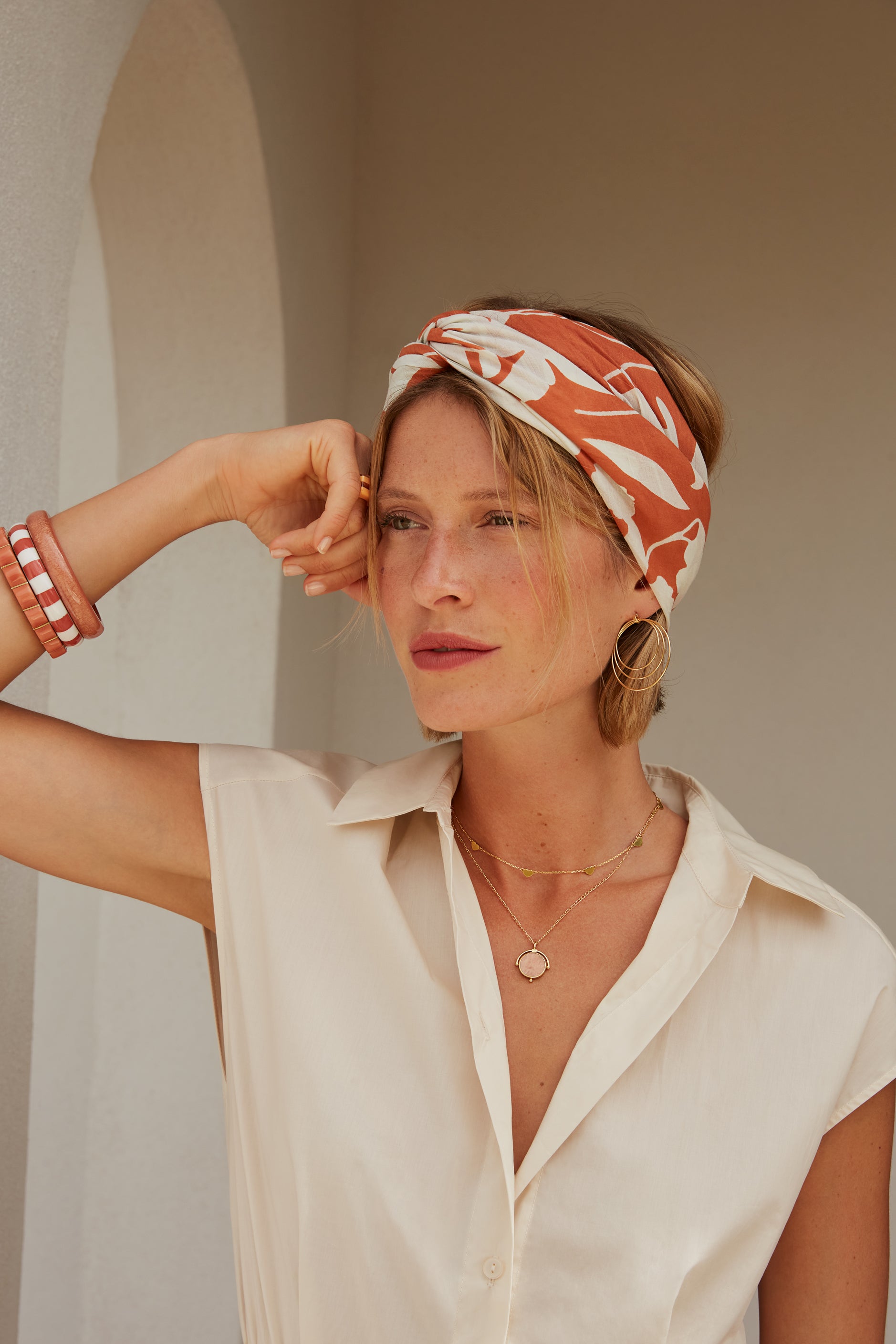 Foulard Floran Campagne Vintage Abricot - Feeka